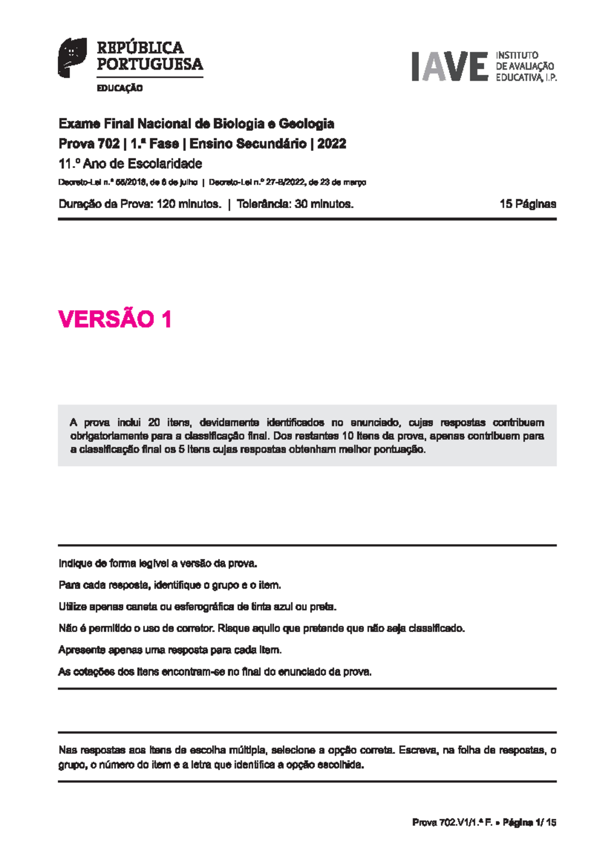 2022 - iave - Biologia e Geologia - Studocu