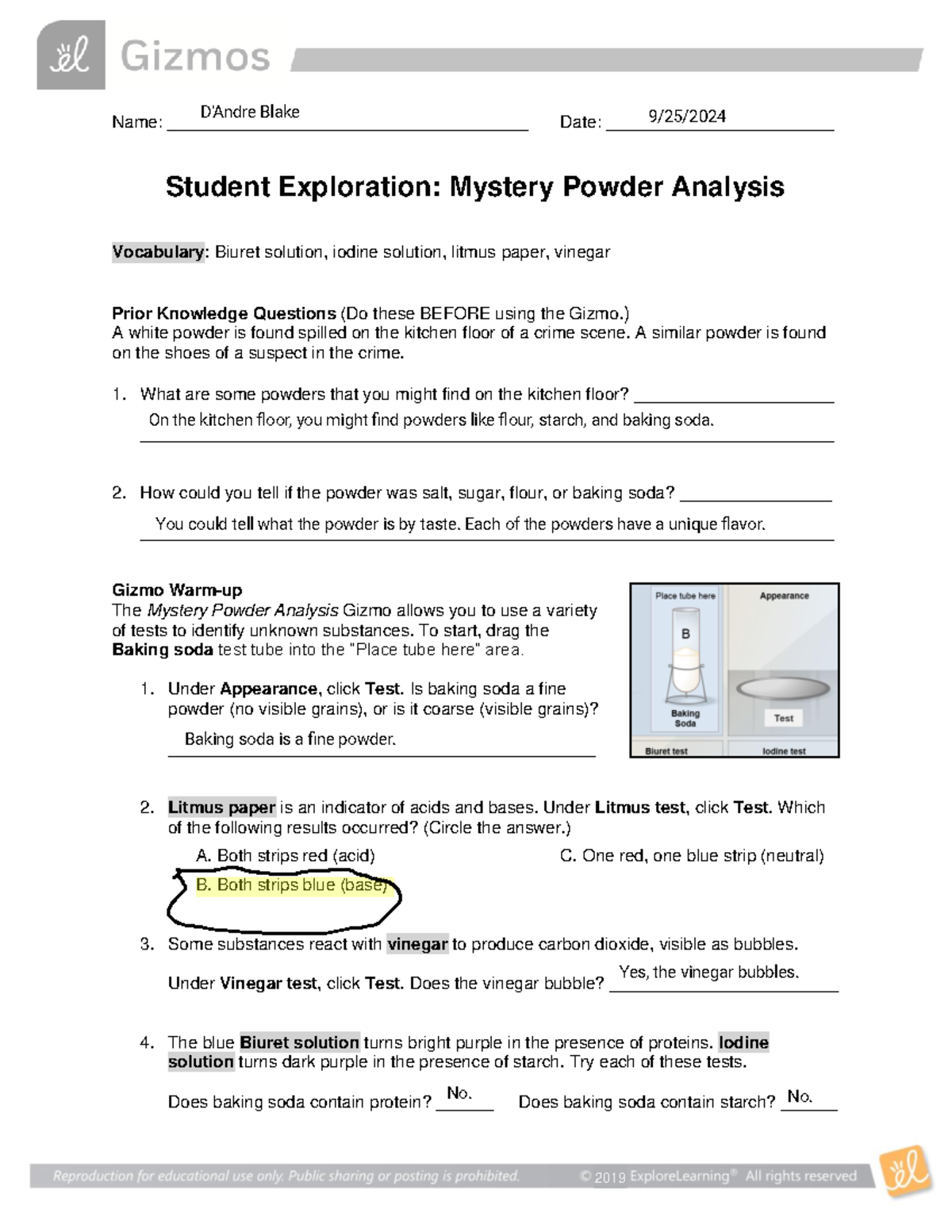 Kami Export - Chemistry (EW) Day 24 Mystery Powder Gizmo - Name: - Studocu