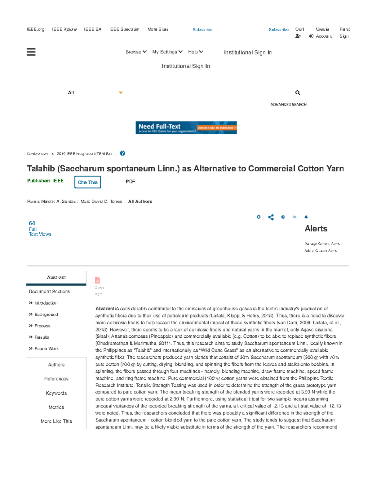 Talahib (Saccharum spontaneum Linn.) as Alternative to Commercial ...