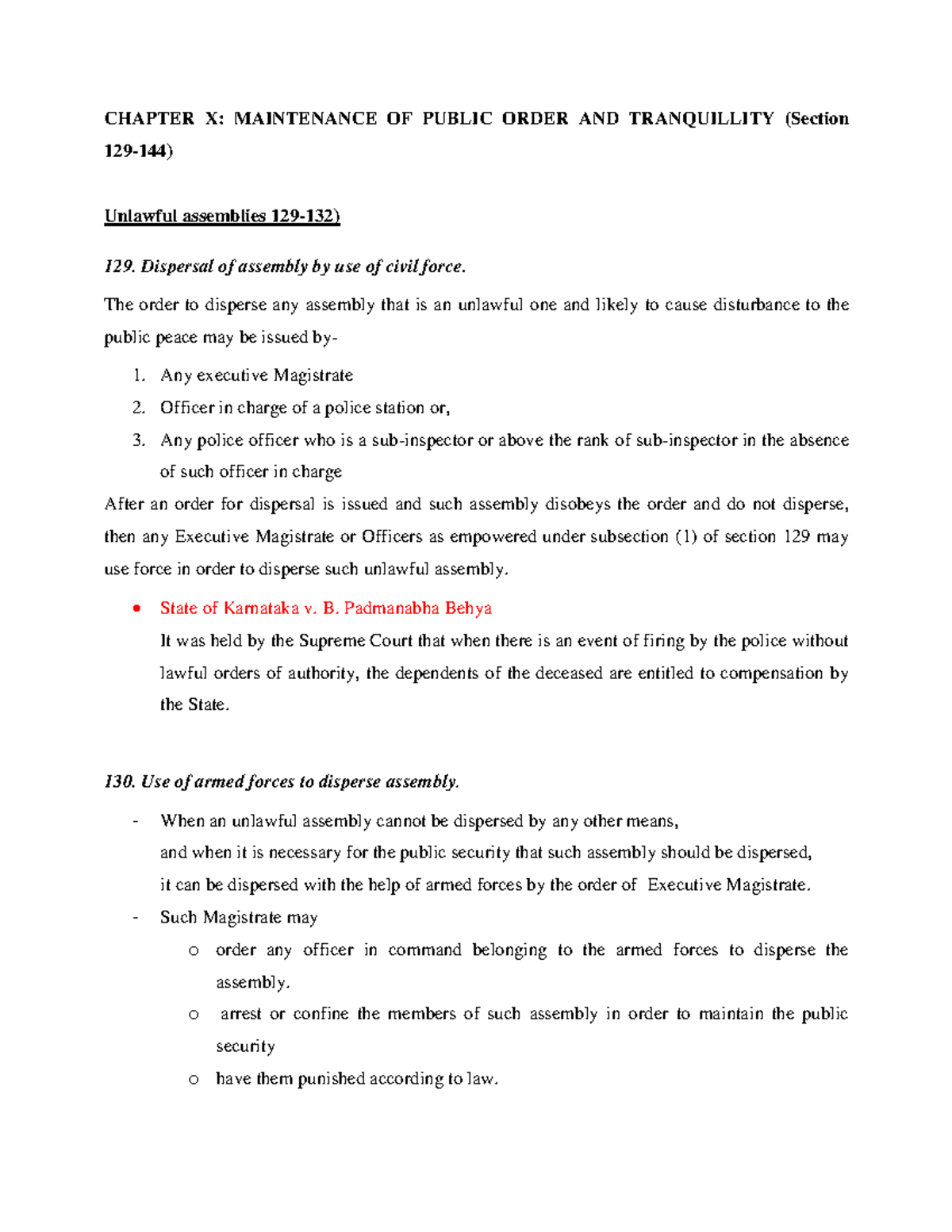 Chapter X Maintenance OF Public Order AND Tranquillity - CHAPTER X ...