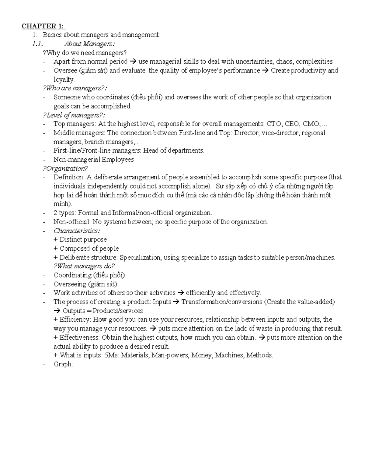 Principle of management full note course 23/24 - CHAPTER 1: Basics ...