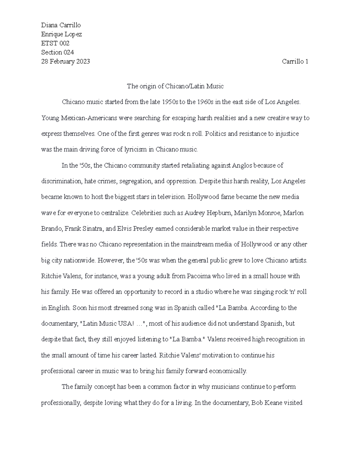 Latin Music USA The Chicano Wave - Diana Carrillo Enrique Lopez ETST ...