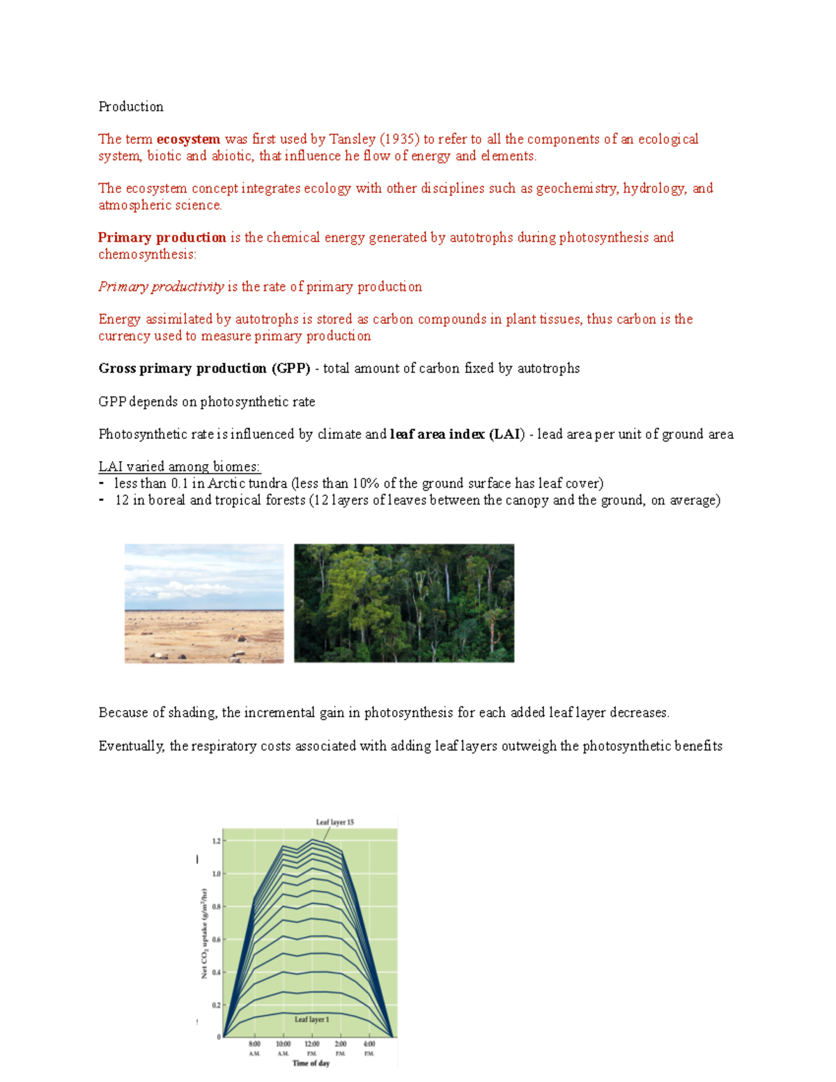 Lecture 18 - Production The term ecosystem was first used by Tansley ...