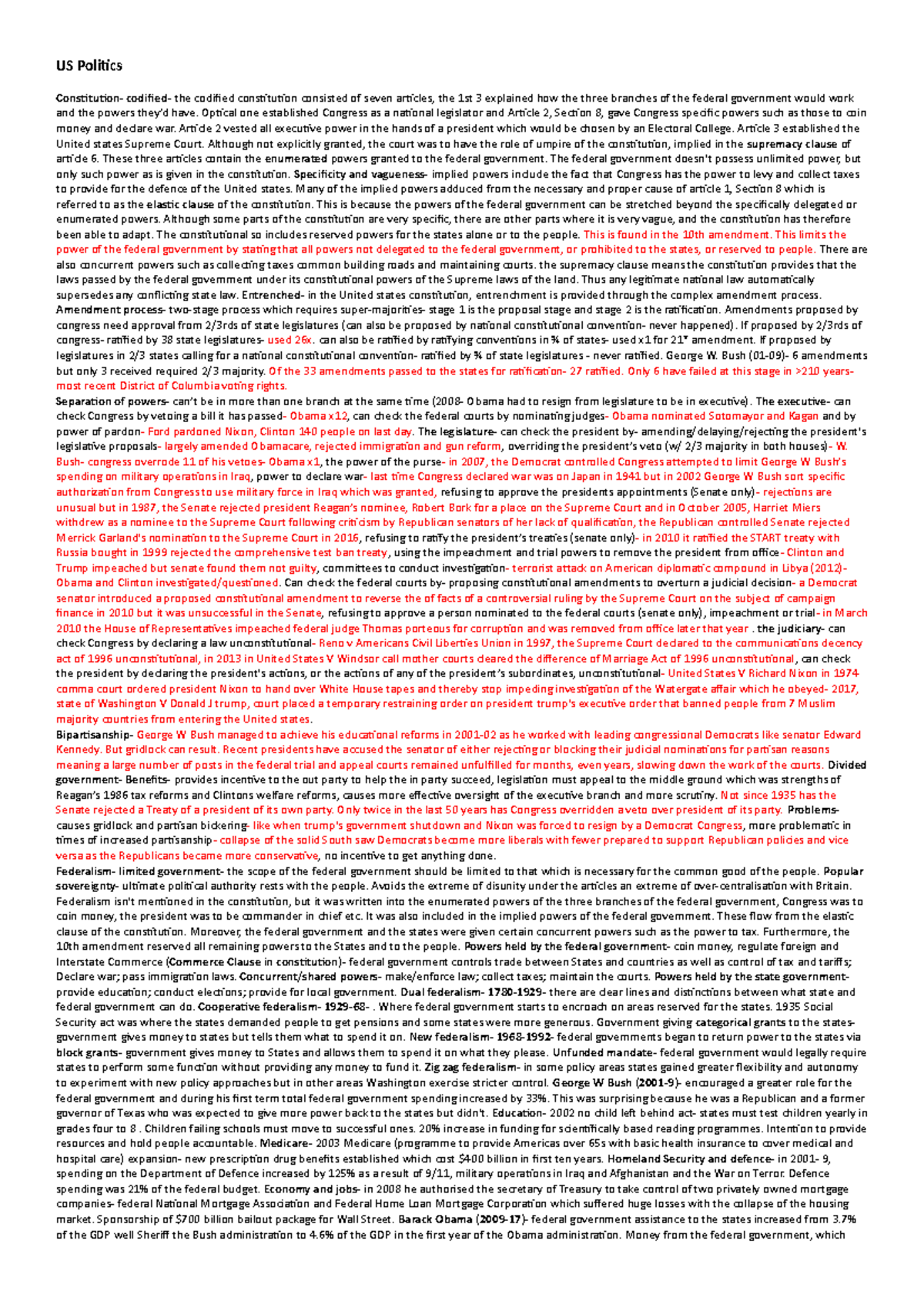 US Politics - US Politics Constitution- codified- the codified ...