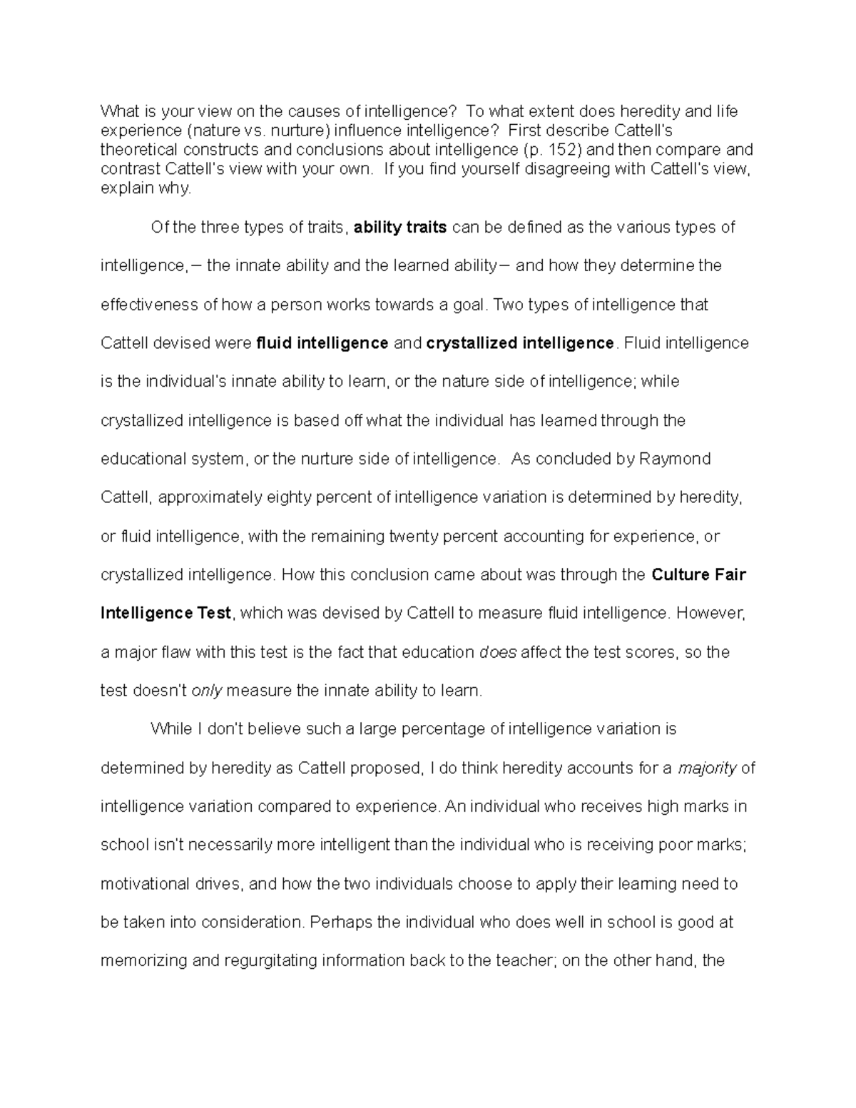 Assignment Eight What Is Your View On The Causes Of Intelligence To assignment-eight-what-is-your-view-on-the-causes-of-intelligence-to