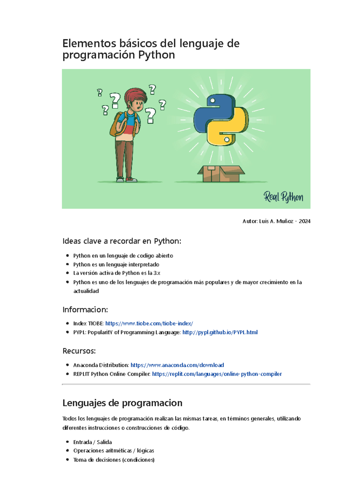Semana 01 - Elementos basicos en Python - Elementos básicos del ...