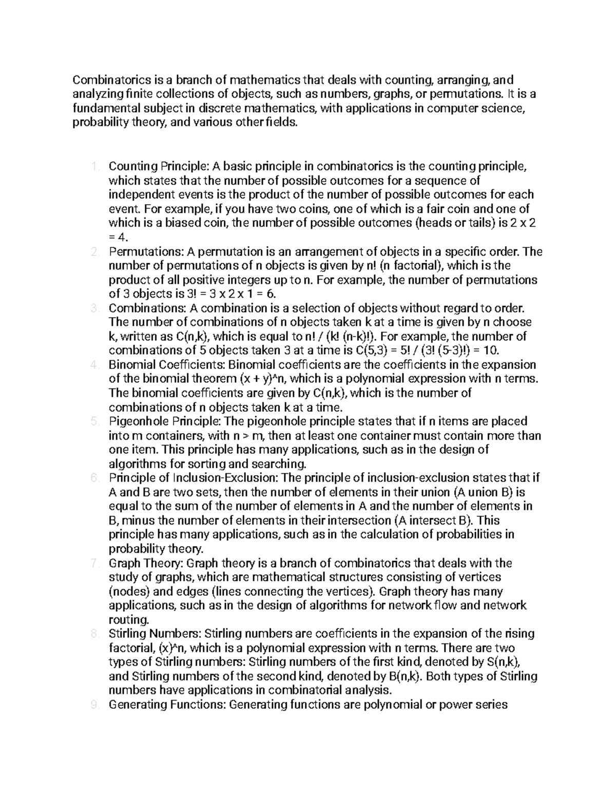 Combinatorics - Wei-Peng Chin - Combinatorics is a branch of mathematics that deals with ...