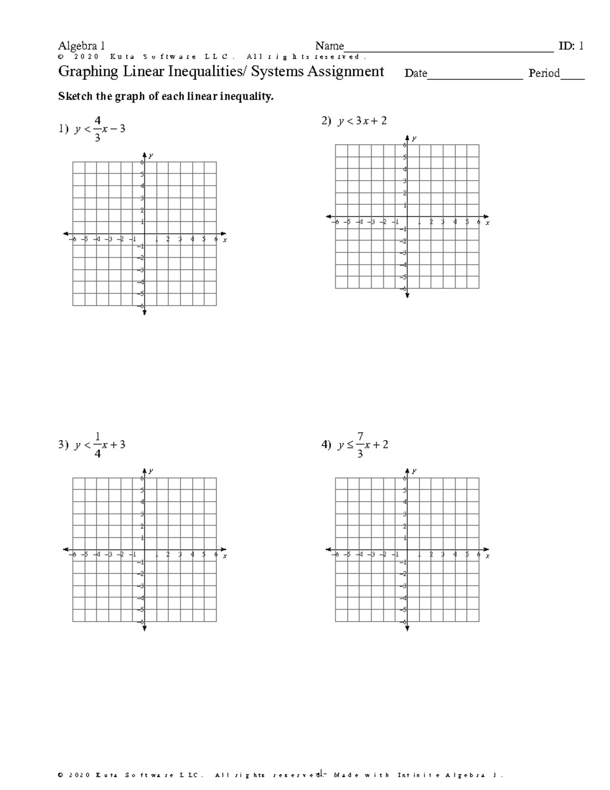 Graphing Linear Inequalitiesand Systems Assignment - ©_ \ 2 q 0 l 2 S 0 ...