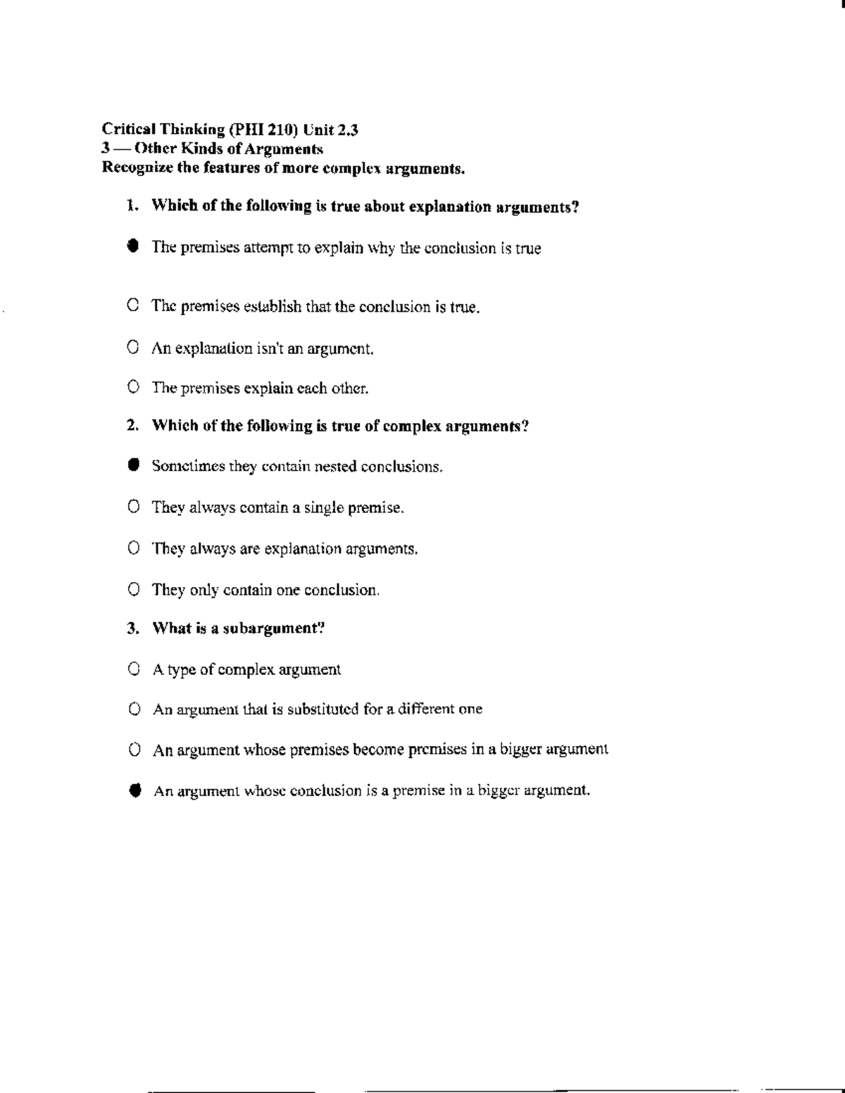 Critical Thinking (PHI 210) Unit 2 - PHI 210 - Studocu