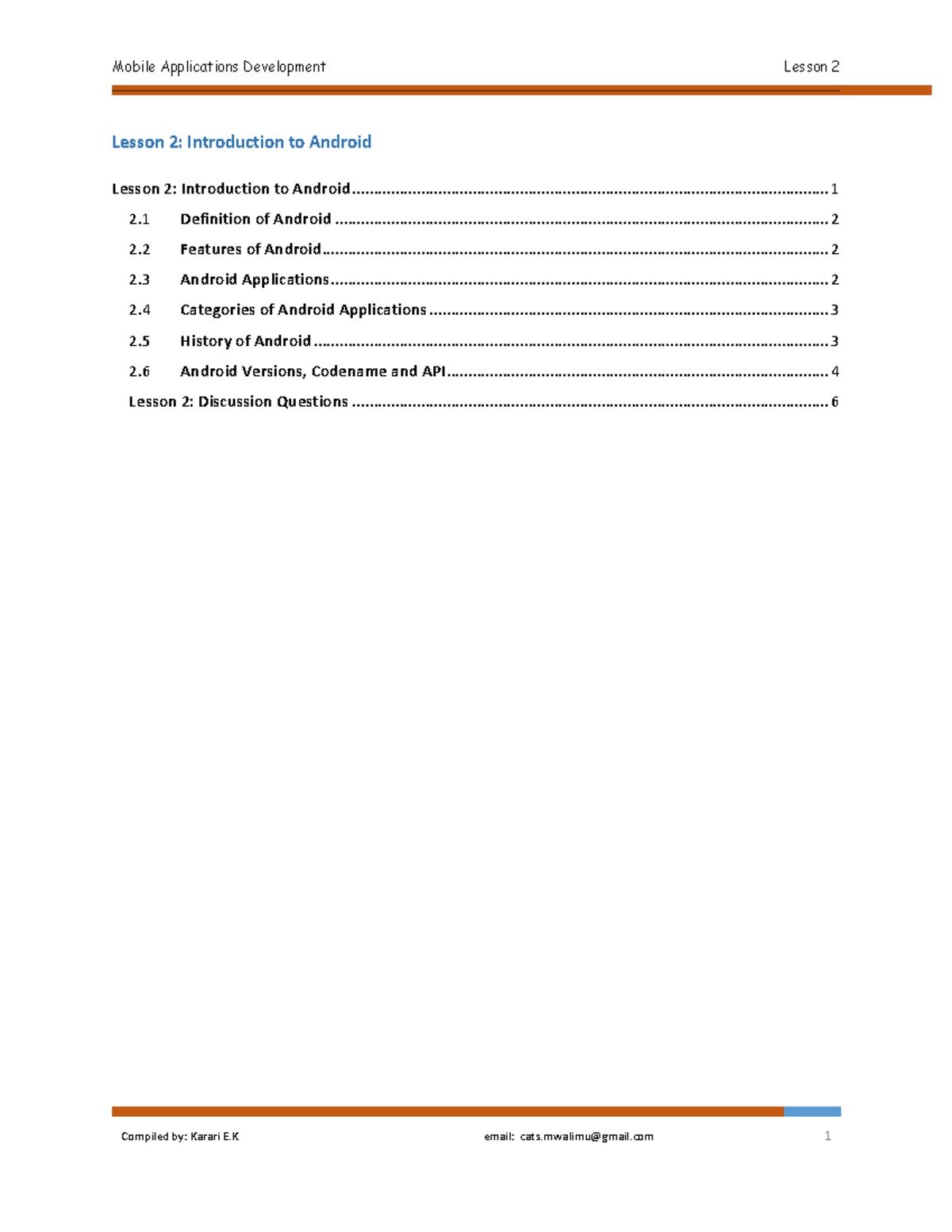 Lesson 2 Introduction to Android - Lesson 2: Introduction to Android ...