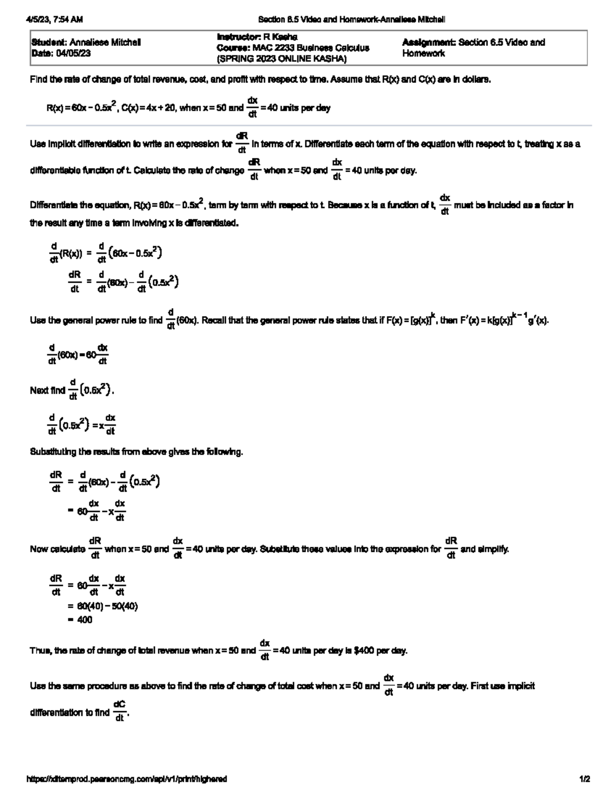 6.5 Question 4 - MAC 2233 - Studocu
