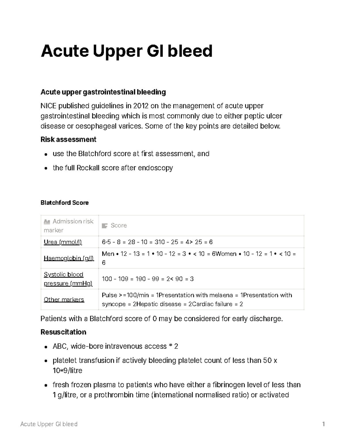 Acute Upper GI bleed - Acute Upper GI bleed Acute upper ...