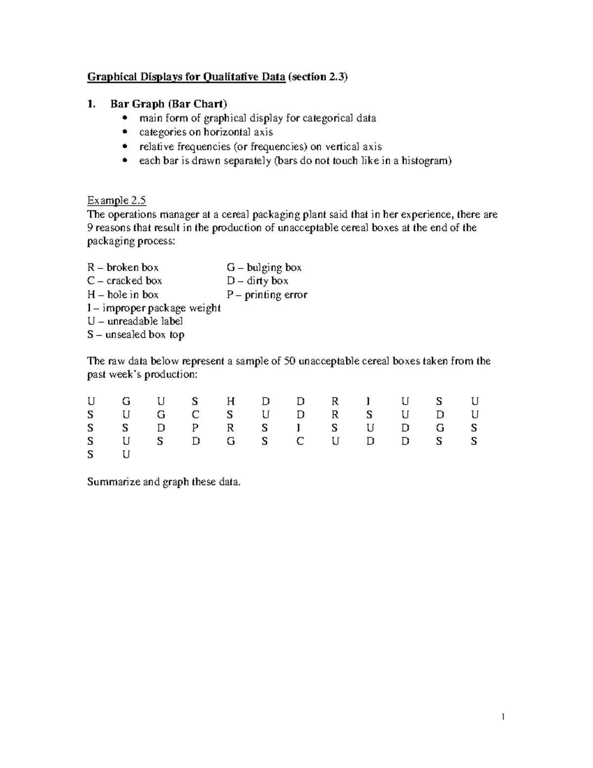 Chapter 2 sections 3 and 4 Graphical Displays For Qualitative Data