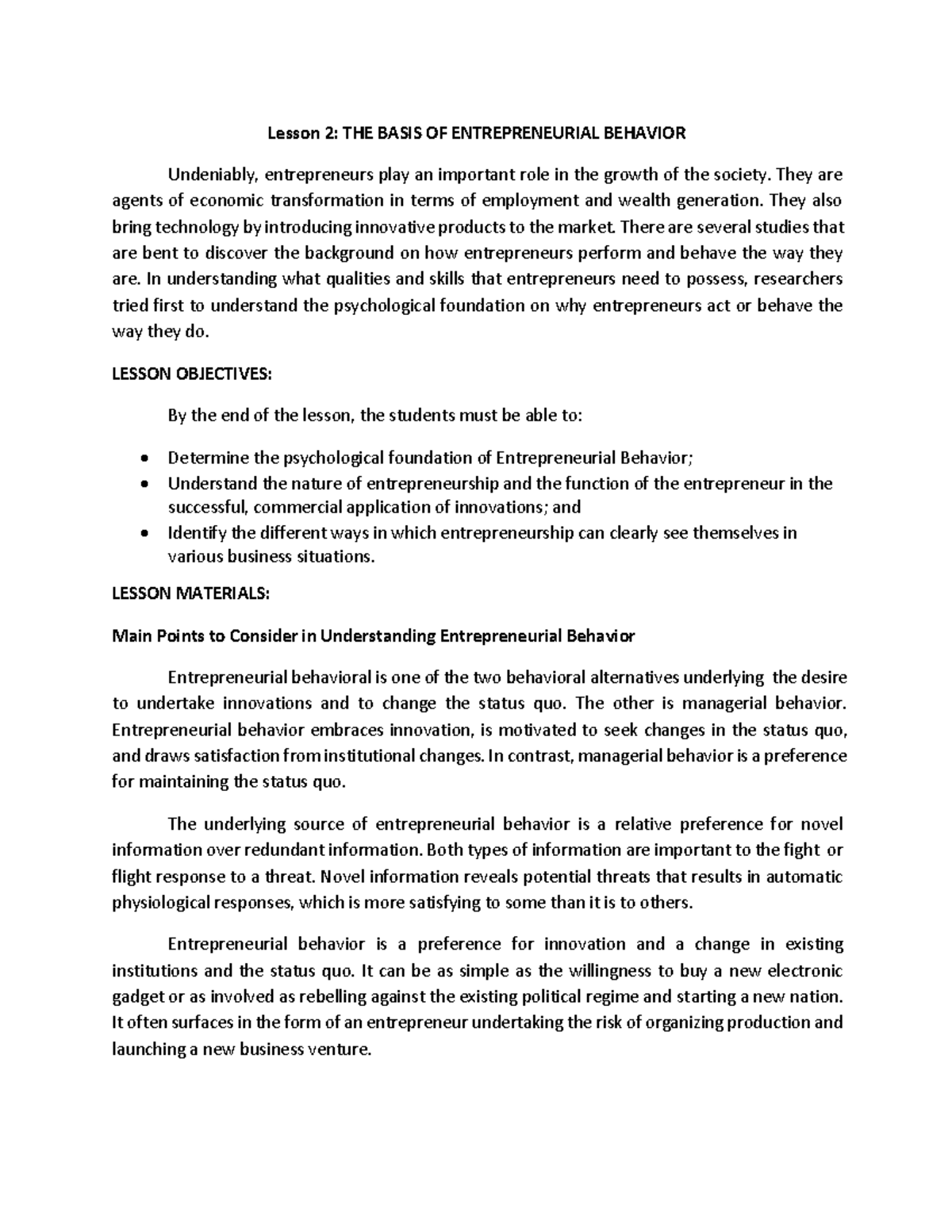 Entrepreneurial Behavior - Warning: TT: undefined function: 32 Warning: TT: undefined function ...