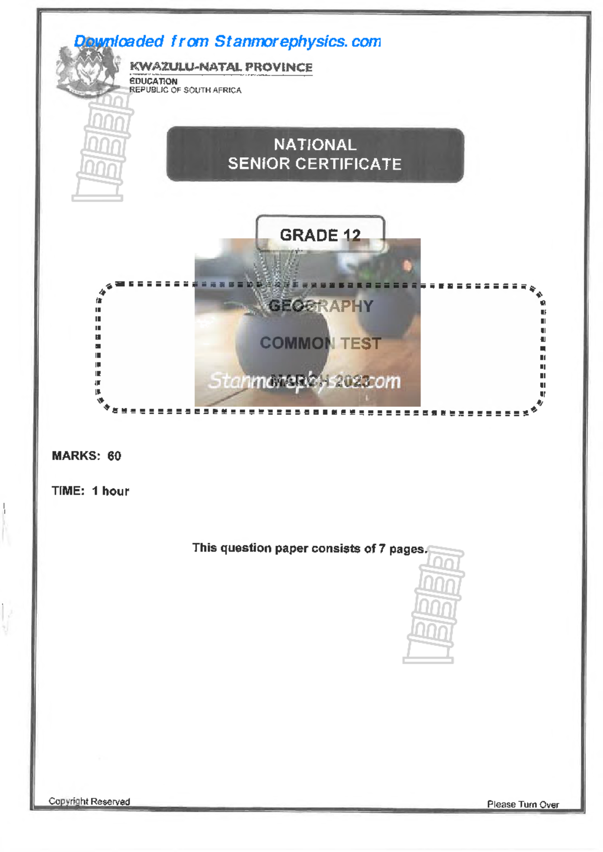KZN Geography Grade 12 March 2023 QP and memo - Downloaded from ...