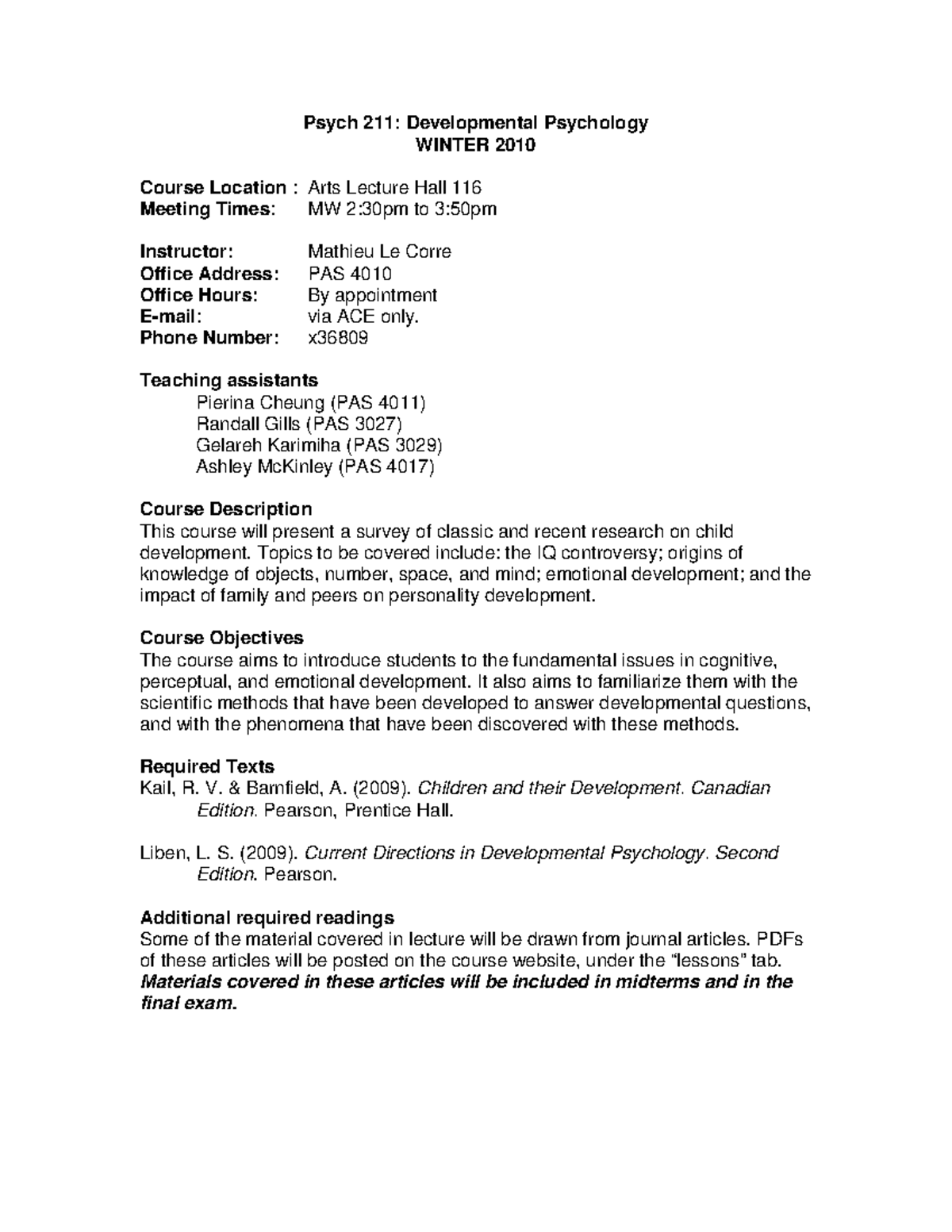 Psych 211-syllabus - syllabus - Psych 211: Developmental Psychology ...