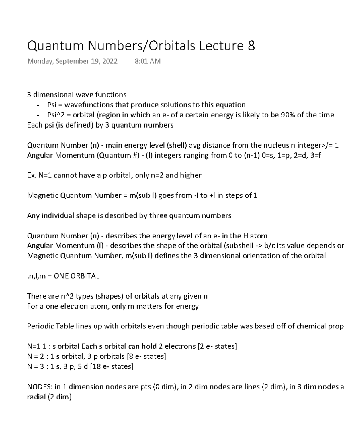 Quantum Numbers Orbitals Lecture Dr. Matthew Asplund - 3 dimensional ...