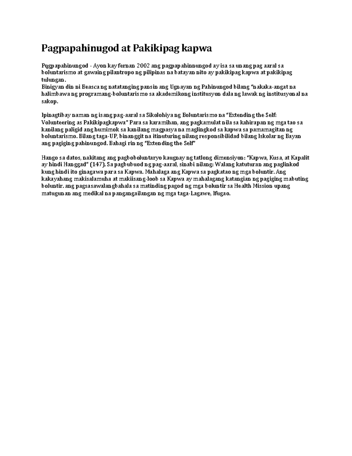 WIKA - wika notes - Pagpapahinugod at Pakikipag kapwa Pqgpapahinungod ...