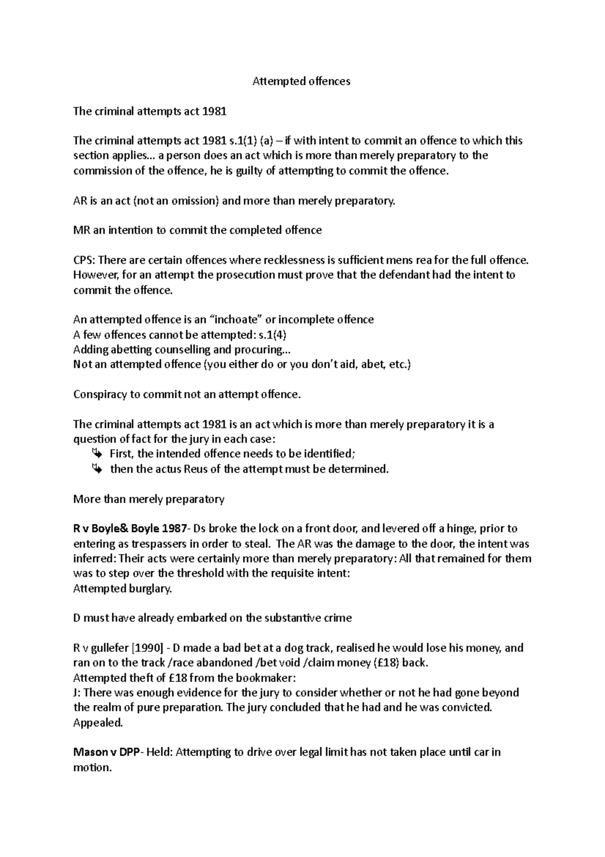 Attempted offences criminal lecture - Attempted offences The criminal ...