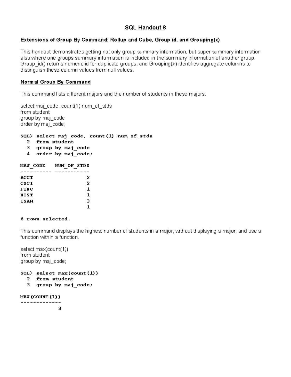 SQL Handout 8 - SQL basics to advanced topics with a number of example ...
