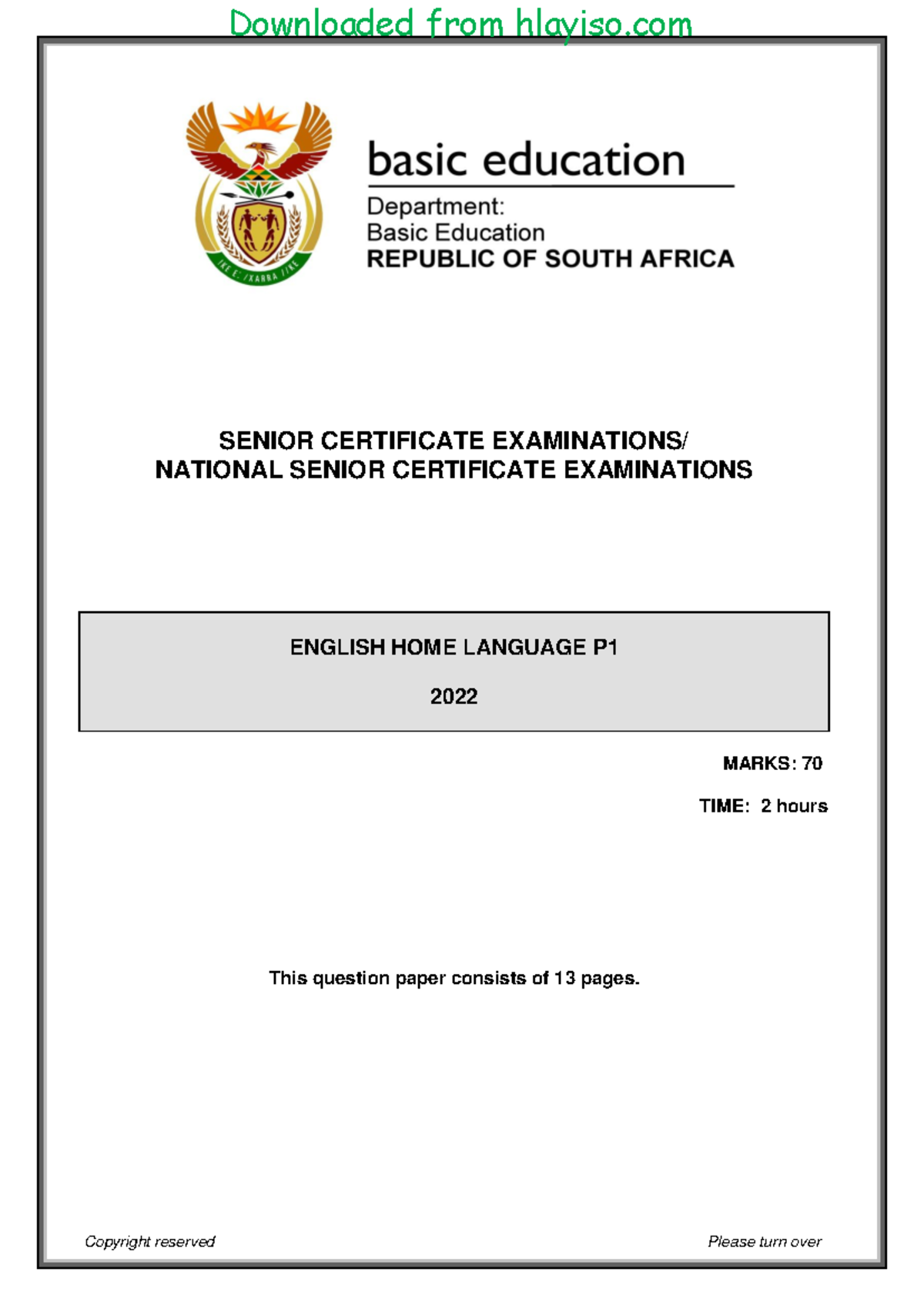 English HL P1 May June 2022 hlayiso - SENIOR CERTIFICATE EXAMINATIONS ...