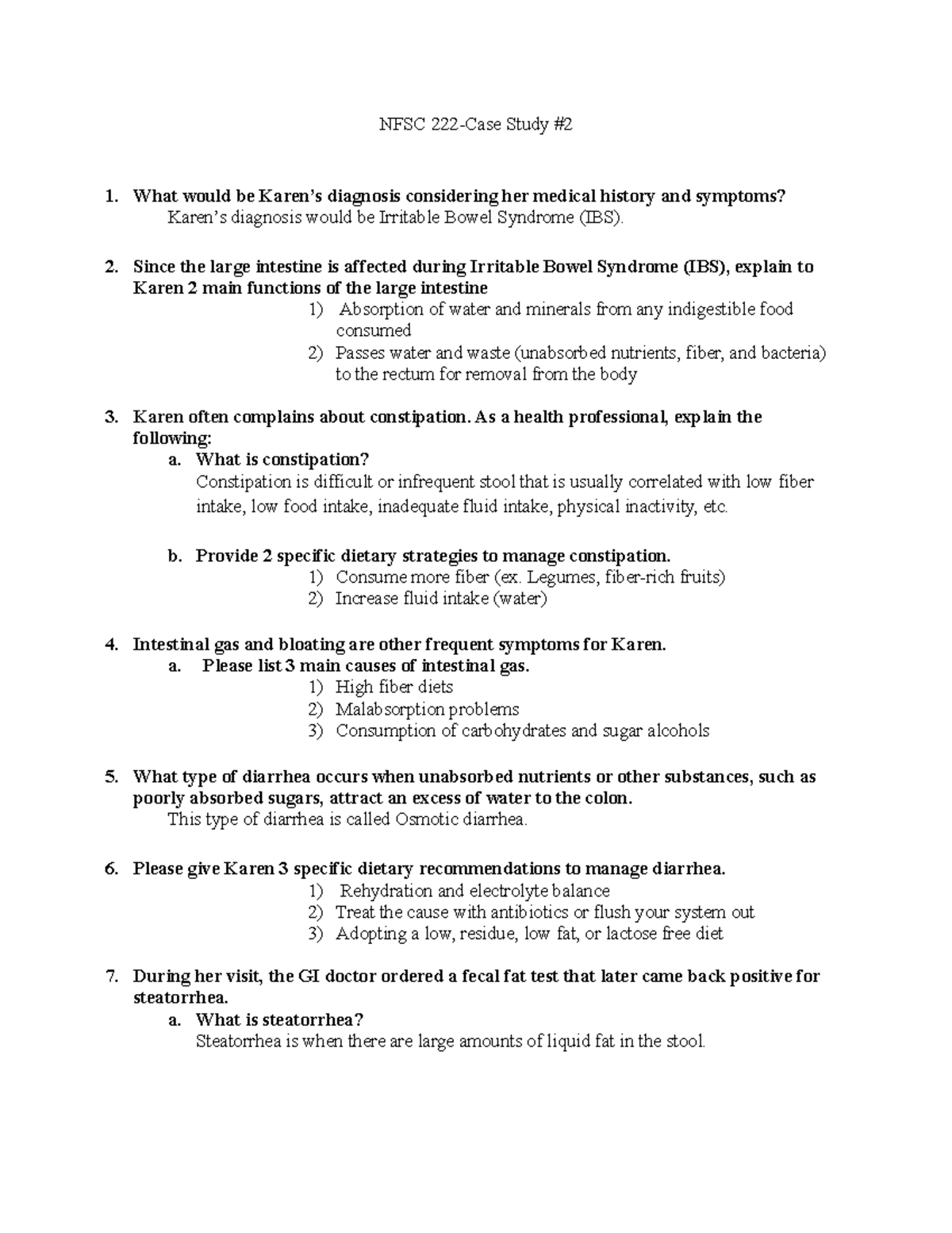 NFSC 222 Case Study 2 - NFSC 222-Case Study # What would be Karen’s ...