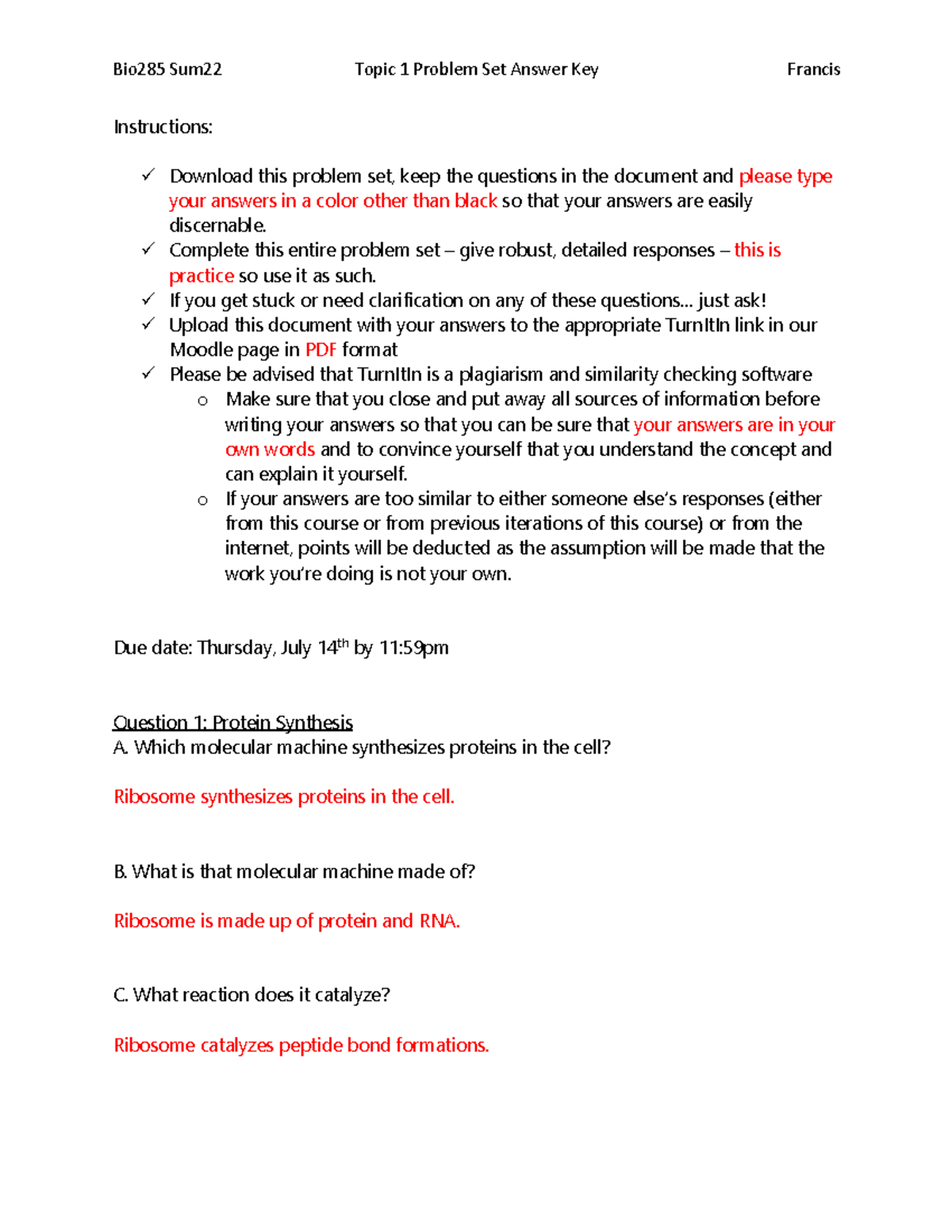 Problem Set Topic 1 - Instructions: ü Download this problem set, keep ...
