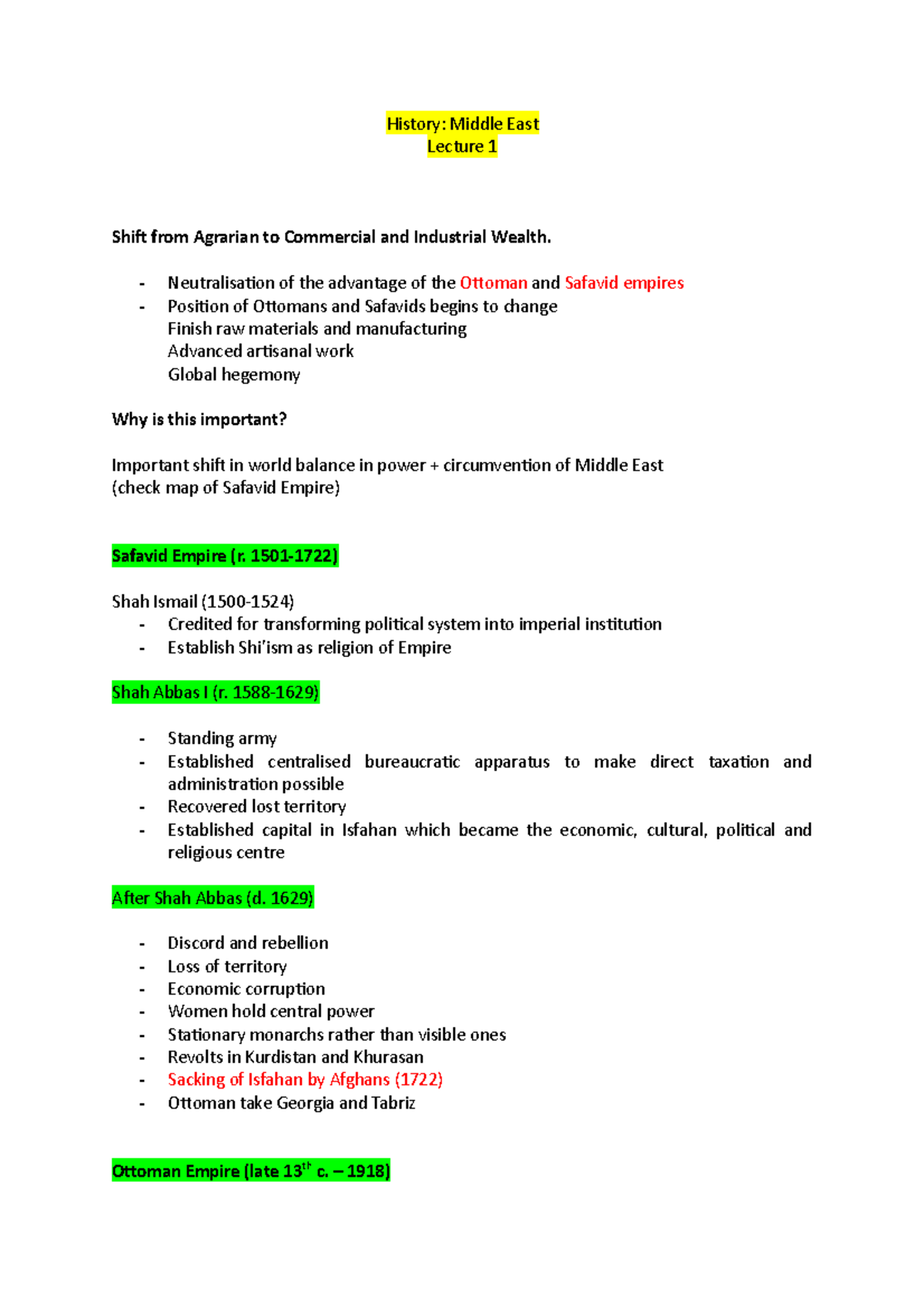 History Middle East Lecture 1 - Studeersnel