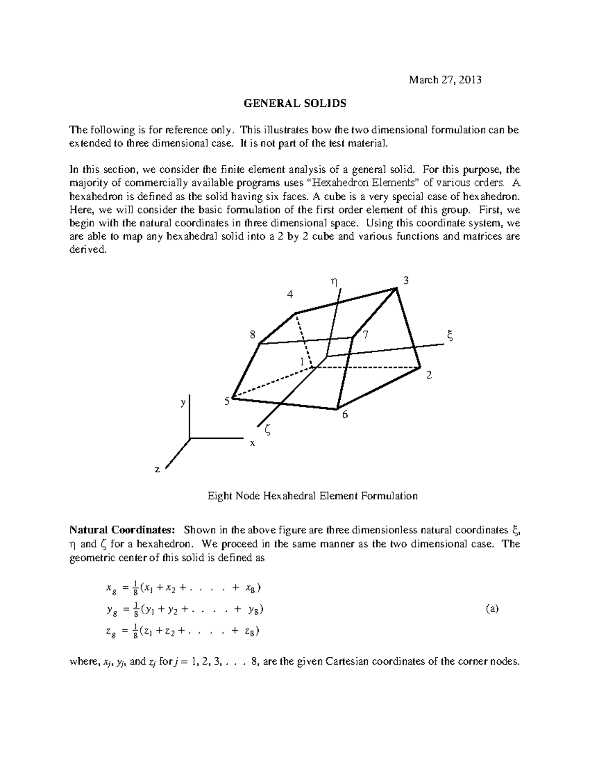 Finite Element Analysis of General Solids - Studocu