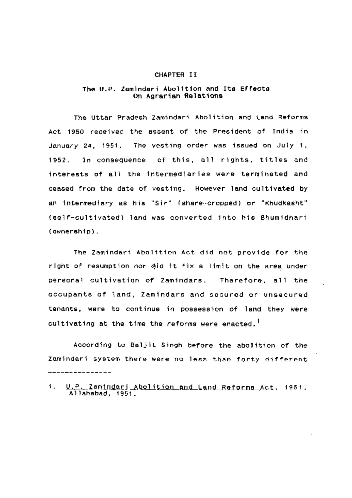 08 chapter 2 - note - CHAPTER II The U. Zamindari Abolition and Its ...