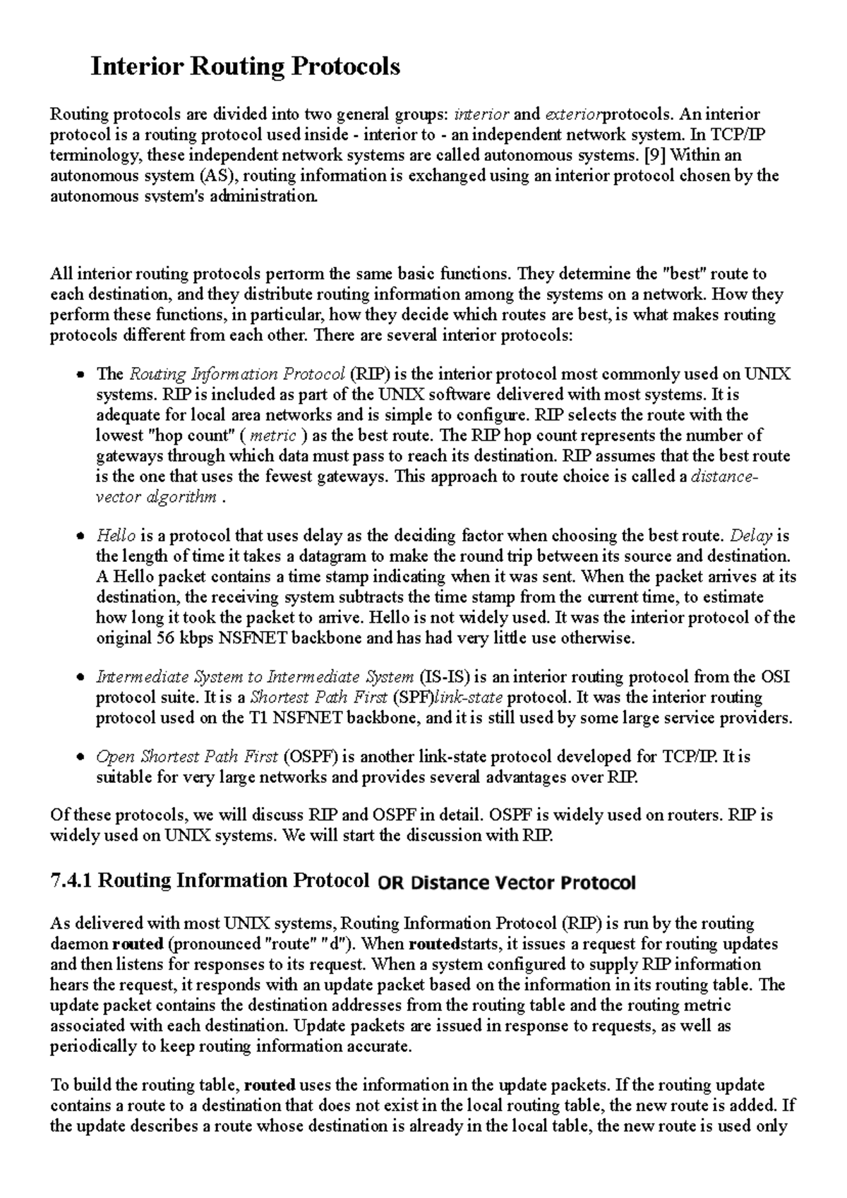 UNIT 2 B - Lecture notes UNIT-2B - 7 Interior Routing Protocols - Studocu