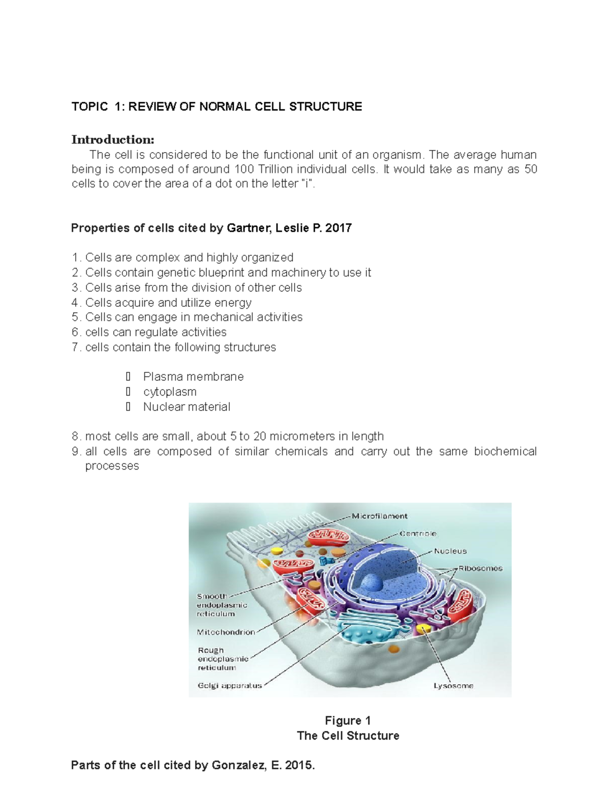 Histopath module 1 - TOPIC 1: REVIEW OF NORMAL CELL STRUCTURE ...