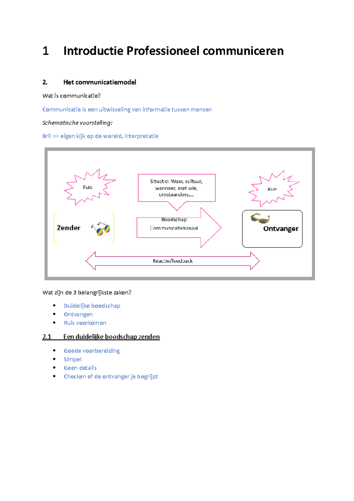 1 Introductie Professioneel communiceren - Het communicatiemodel Wat is communicatie ...