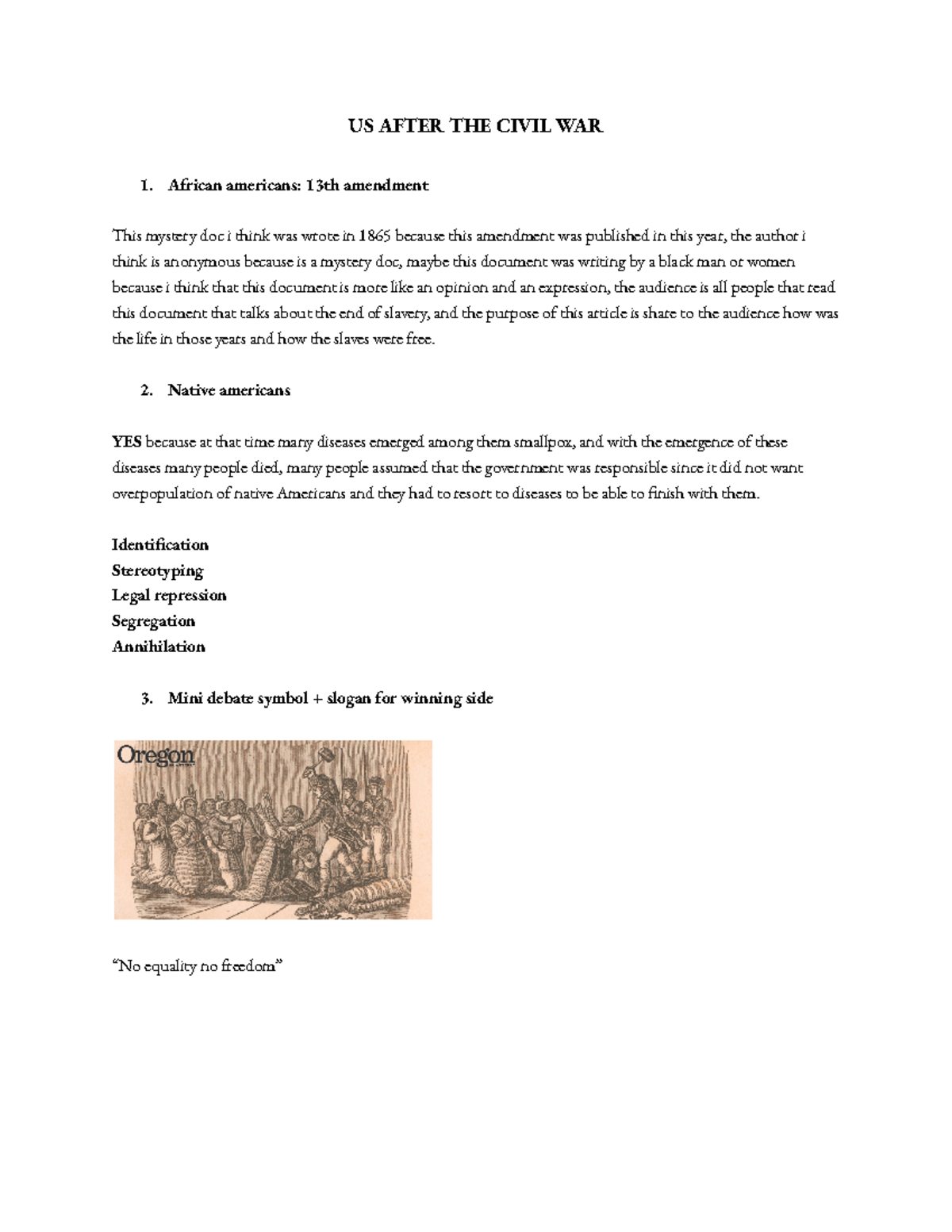 US After THE Civil WAR - US AFTER THE CIVIL WAR African americans: 13th ...