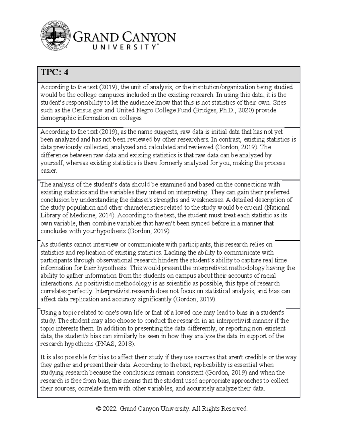 Week 4 Worksheet - see lecture notes - TPC: 4 According to the text ...