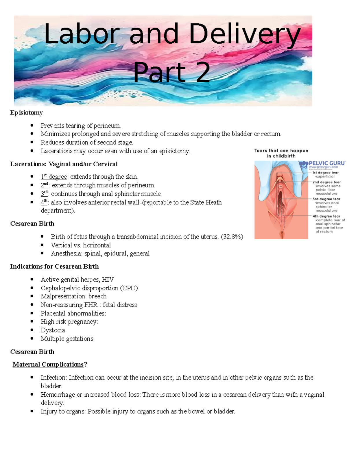 Labor and Delivery part 2 - Labor and Delivery Part 2 Episiotomy ...