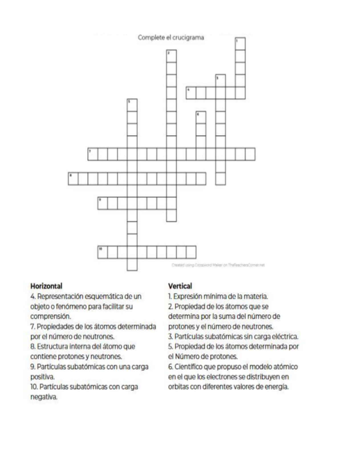 Crucigrama - Sopa de letras - Fisica, Quimica y Biologia - Studocu
