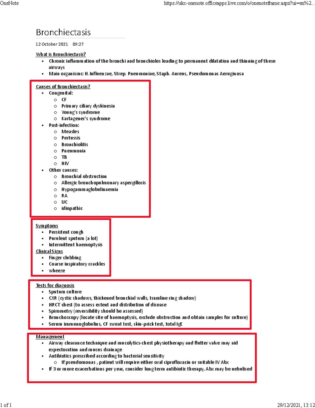 Bronchiectasis notes from University of Bristol - MEDI30021 ...