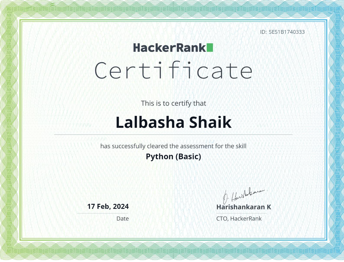 Python basic certificate - COMPUTER SCIENCE ENGINEERING - ID ...