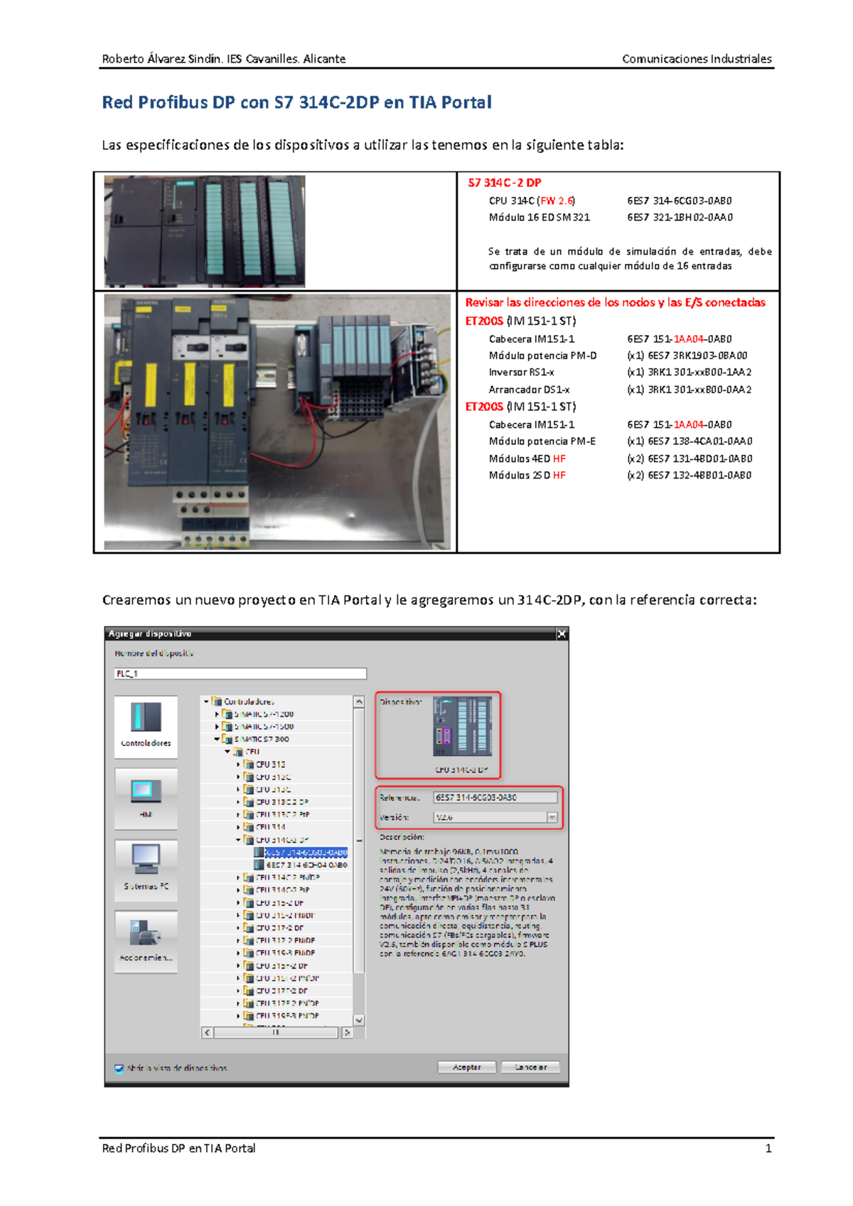 Siemens Profibus 314C TIA Portal - Red Profibus DP con S7 314C-2DP en ...