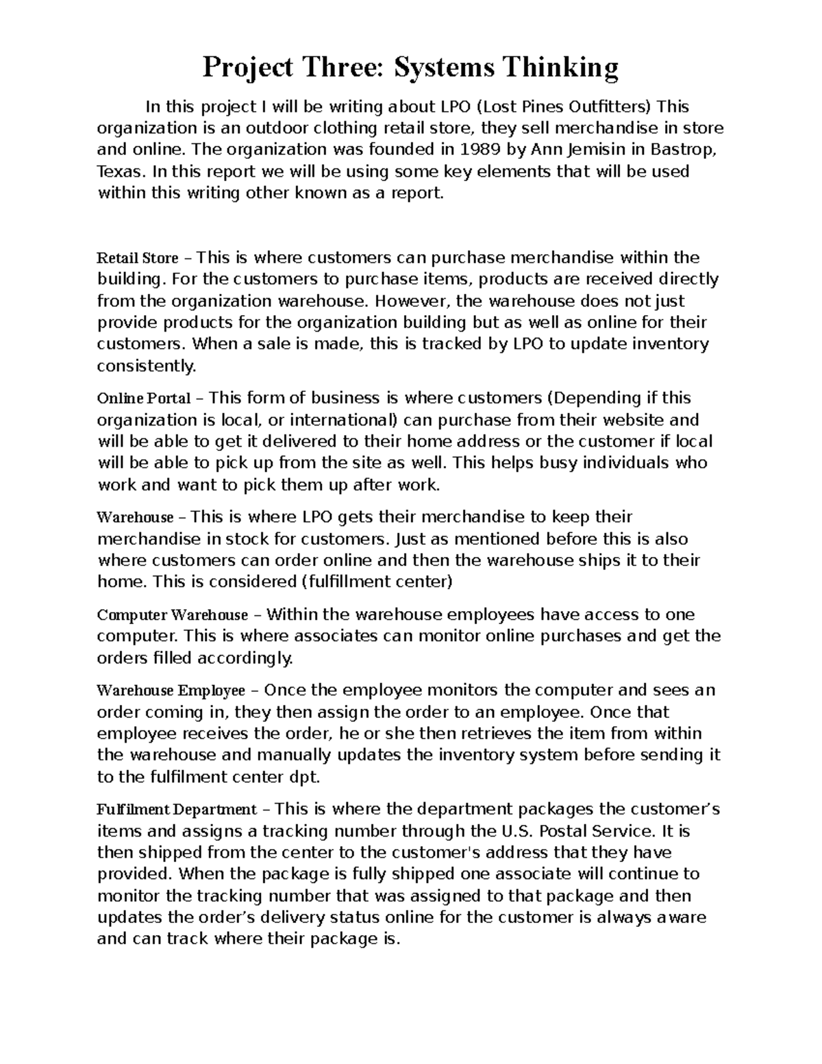 Project Three System Thinking - In this project I will be writing about ...