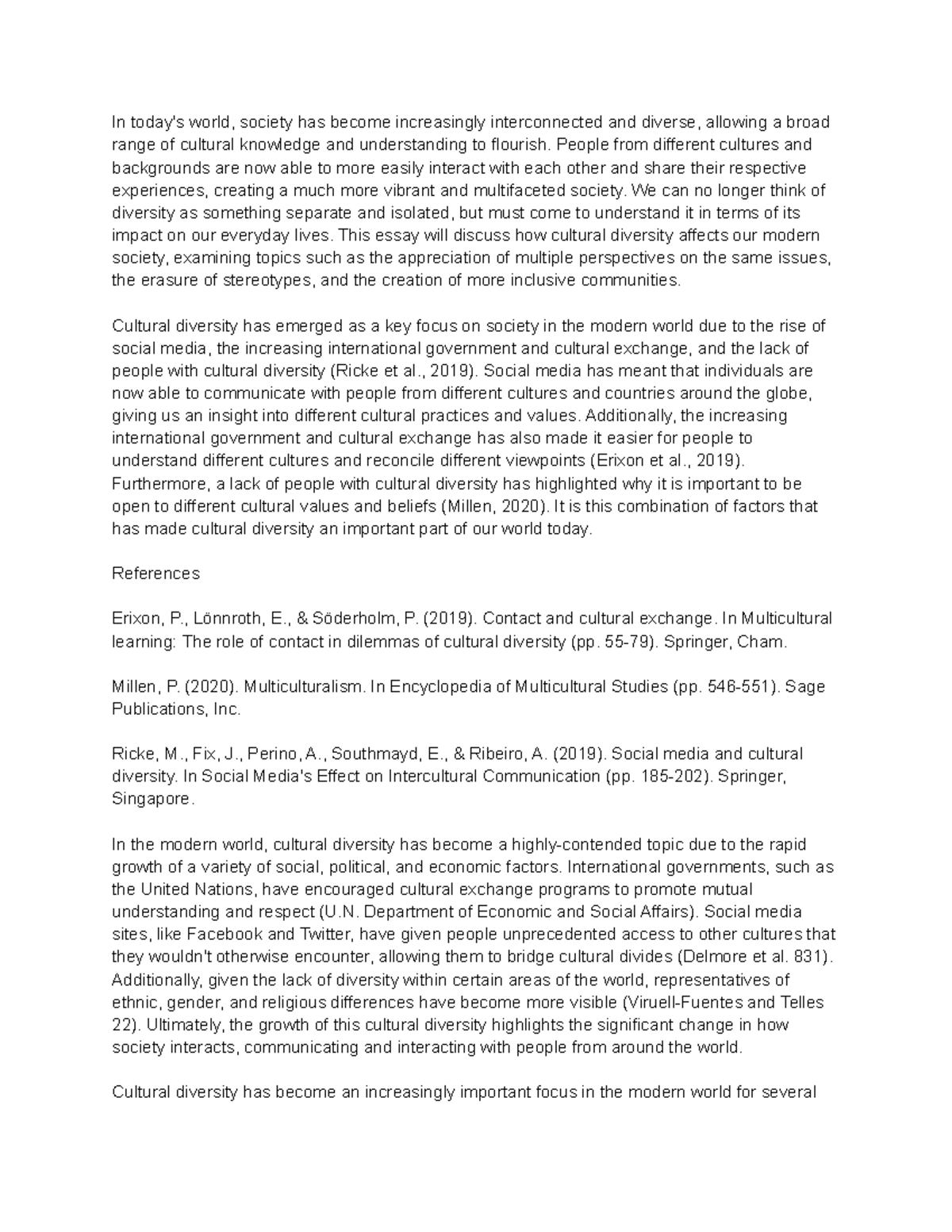 Society and how it relates to cultural diversity in the modern world ...