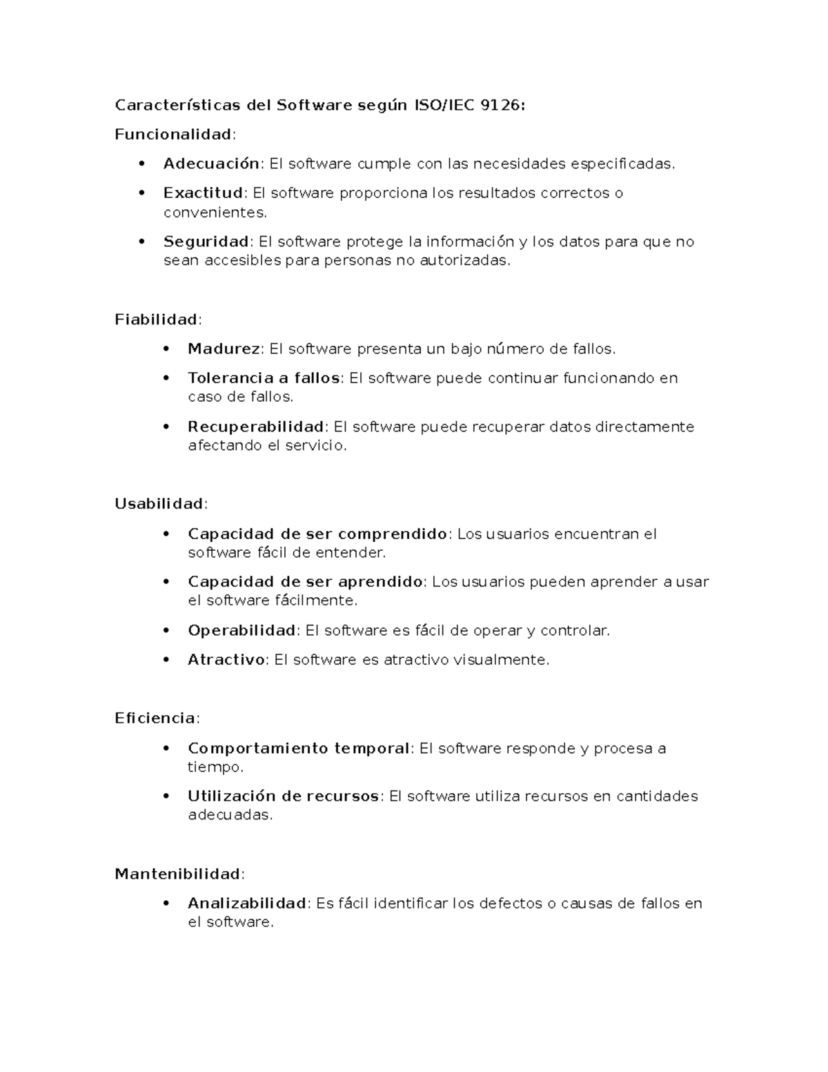 Características del Software según ISO - Características del Software ...