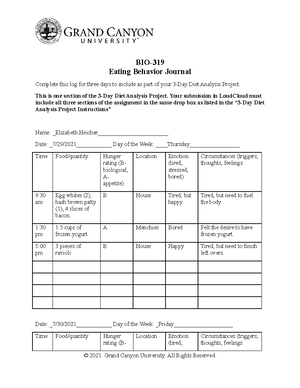 BIO 319 RS 3Day Diet Analysis Wk Sheet - BIO- 3 Day Diet Analysis ...