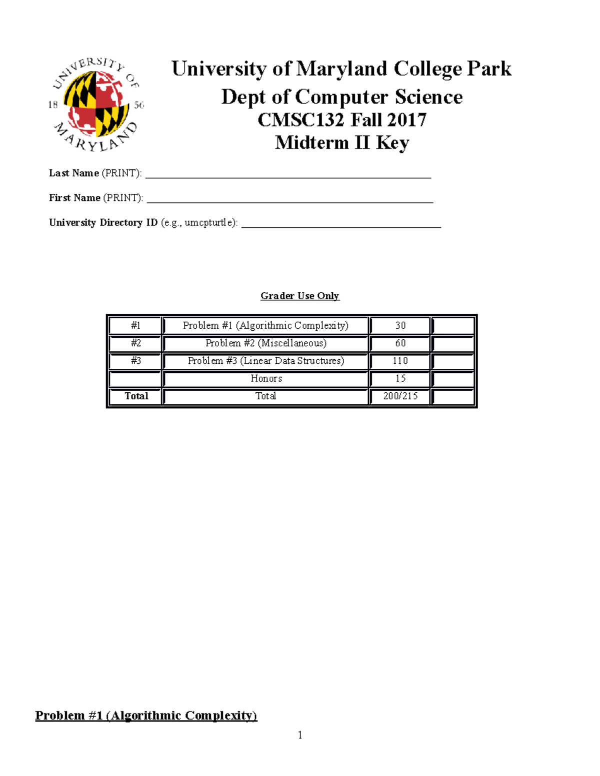 Midterm II 132Fall17Soln - University of Maryland College Park Dept of ...
