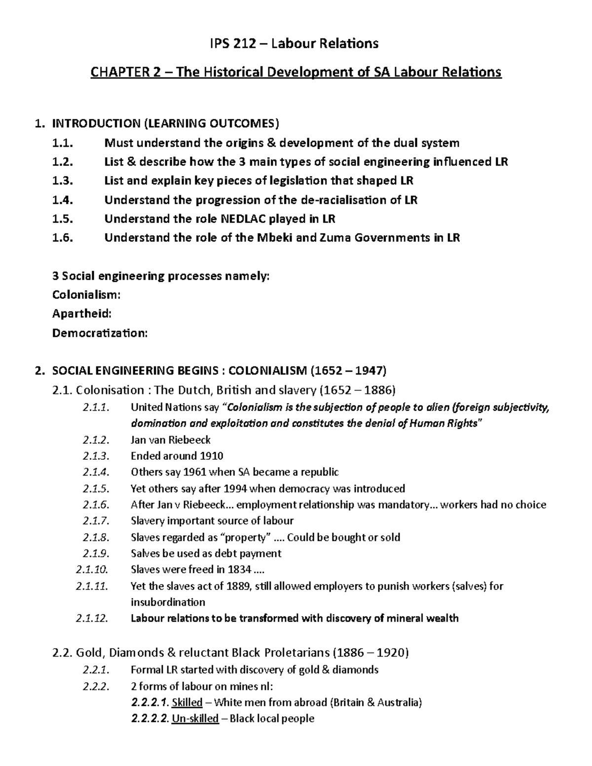 IPS 212 - Class Notes - Labour Relations %28Chapter 2%29%28 - IPS 212 ...