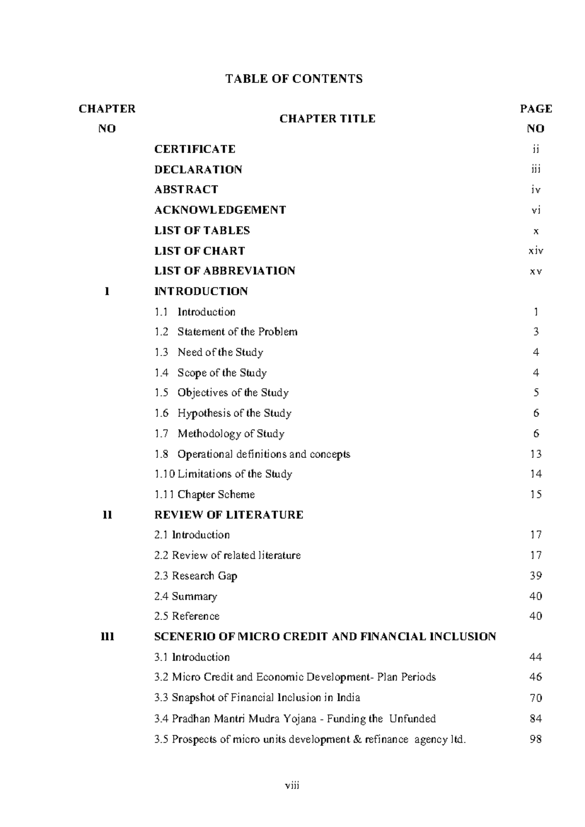 05 table of contents - Content - viii TABLE OF CONTENTS CHAPTER NO ...