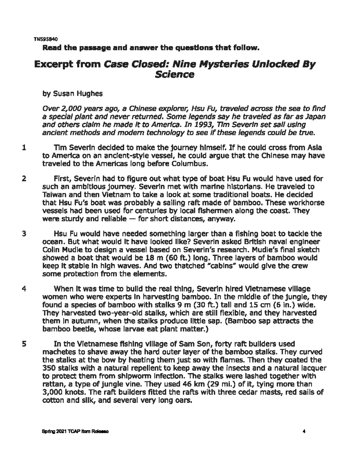 TCAP Released Items Practice Test FOR TWM READY TEST FOR READING ...