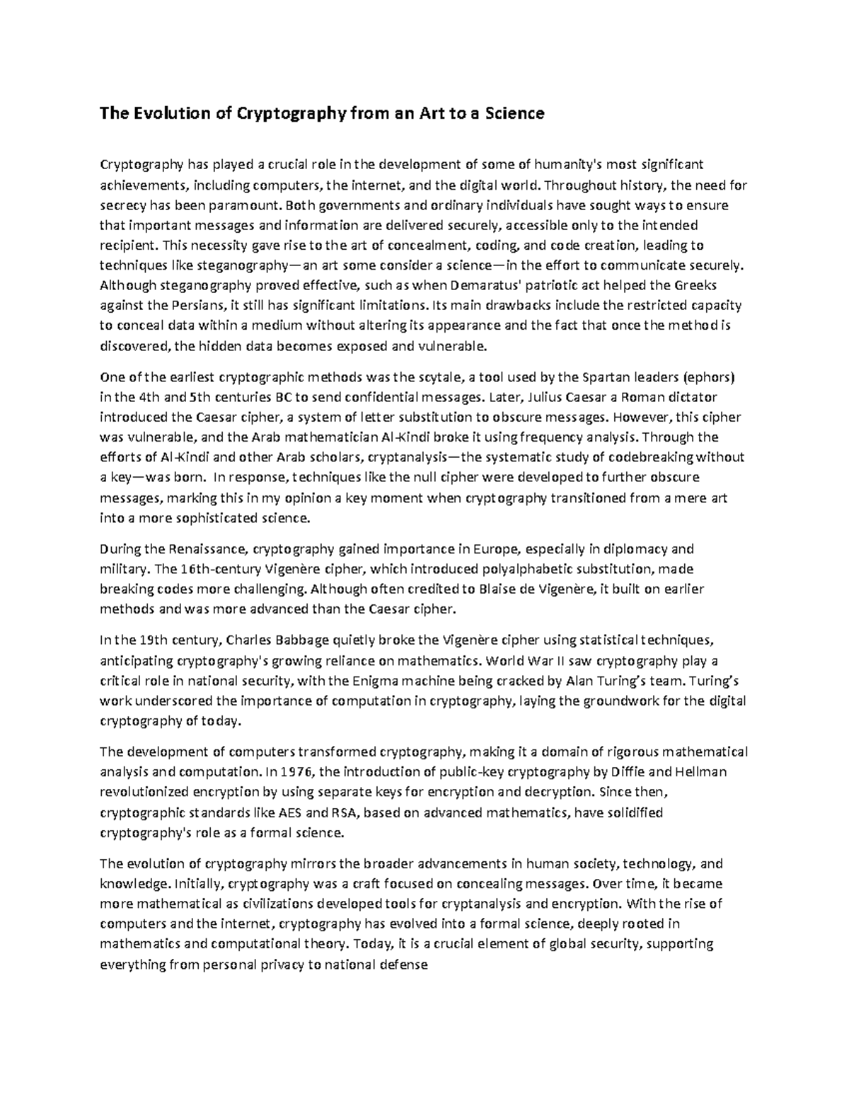 The Evolution of Cryptography from an Art to a Science - The Evolution ...