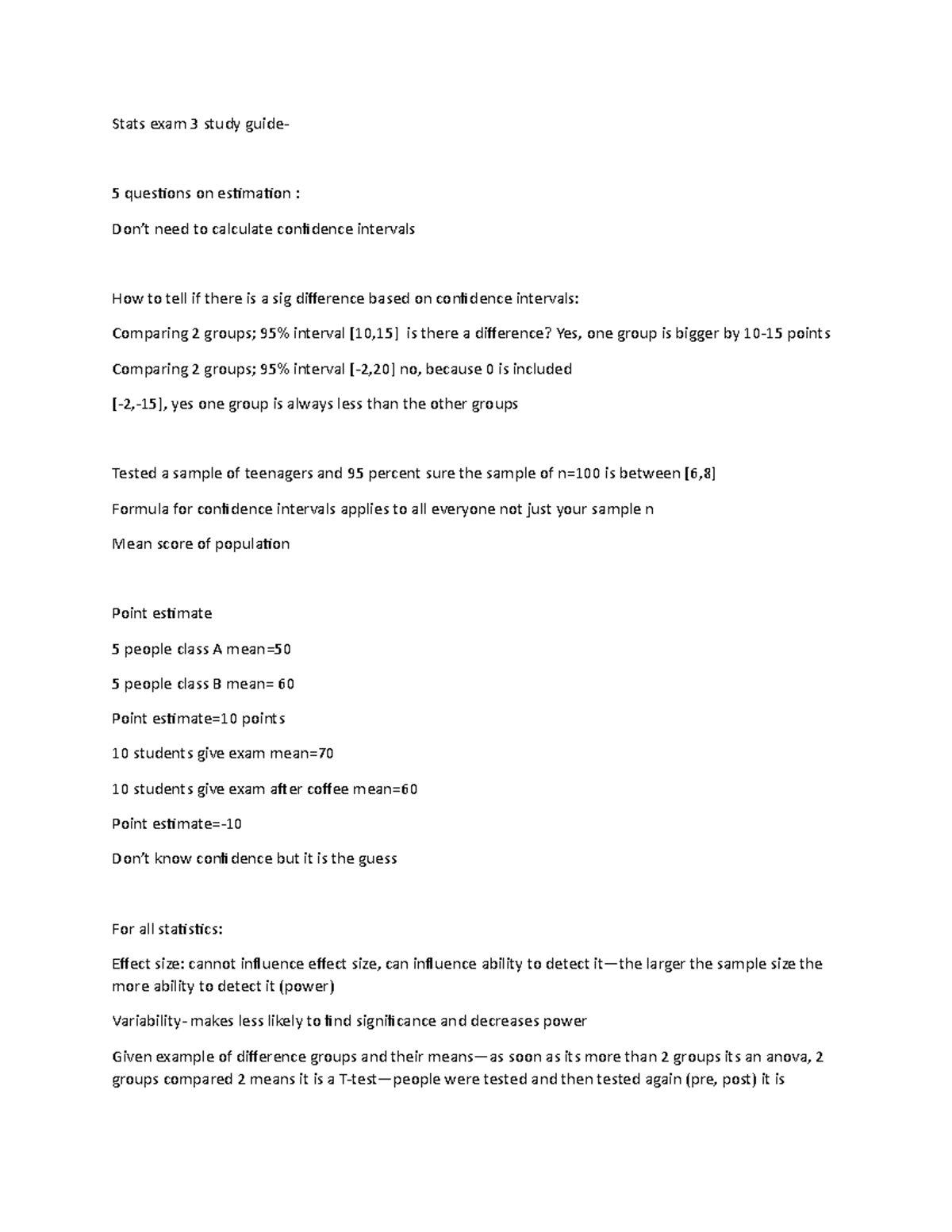 Stats exam 3 - study guide - Studocu